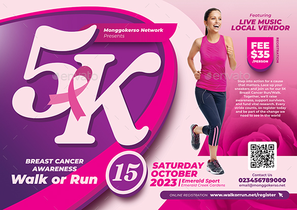 Breast Cancer Charity Run, Print Templates | GraphicRiver
