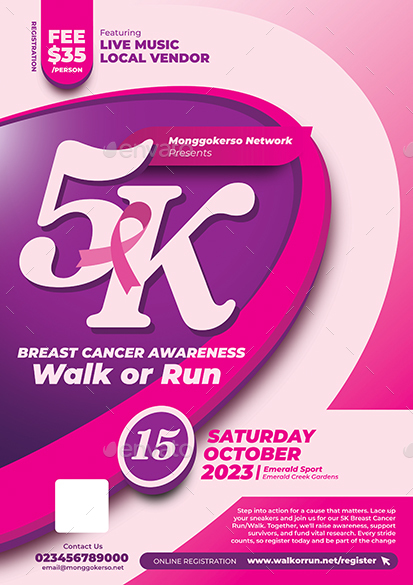 Breast Cancer Charity Run, Print Templates | GraphicRiver