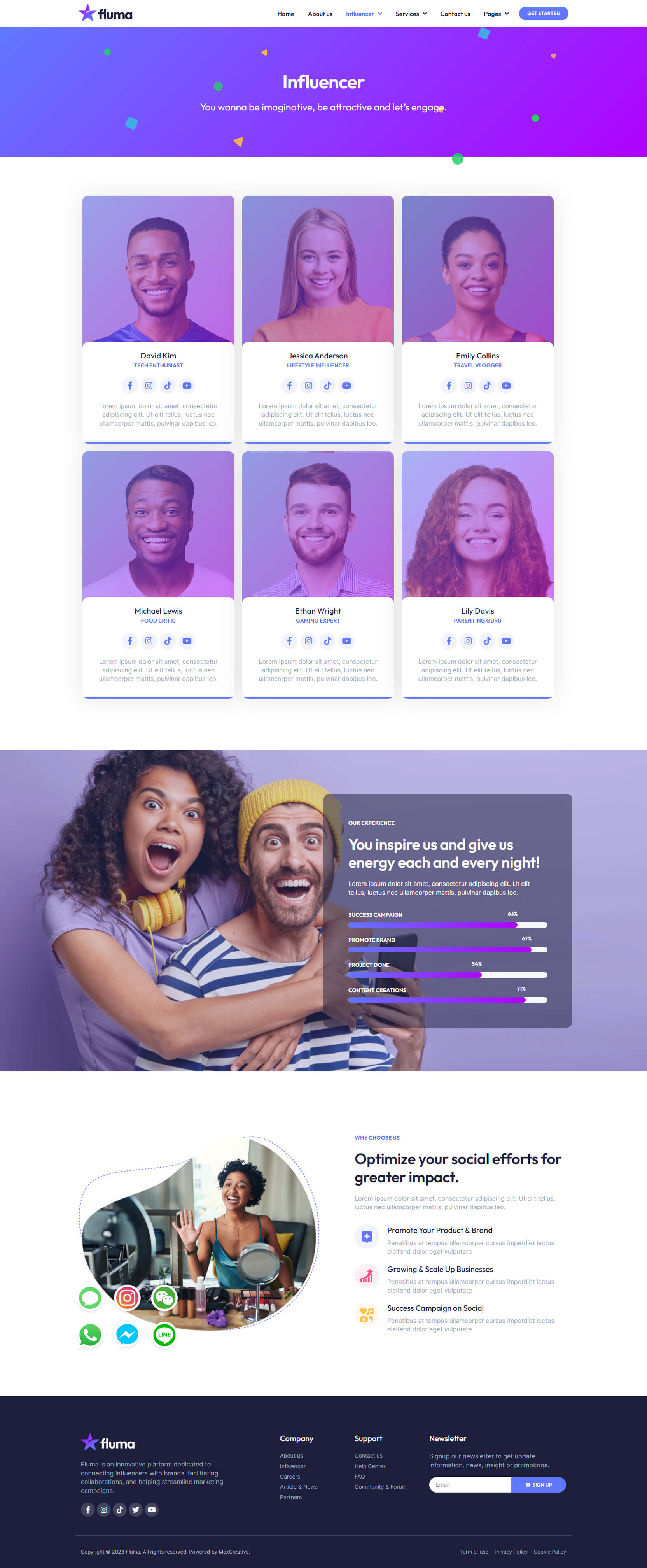 Fluma - Influencer Marketing Agency Elementor Pro Template Kit by ...
