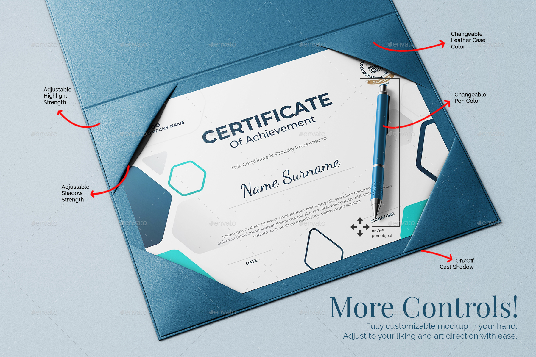 A4 Certificate with Leather Case PSD Design Mockup Set, Graphics ...