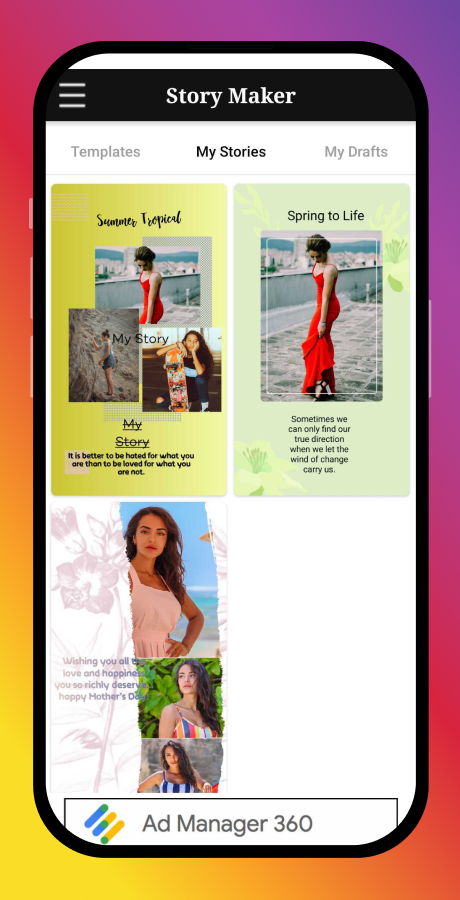 Insta Story Maker - Social Story Creator - Admob - Android App by VocsyInfotech