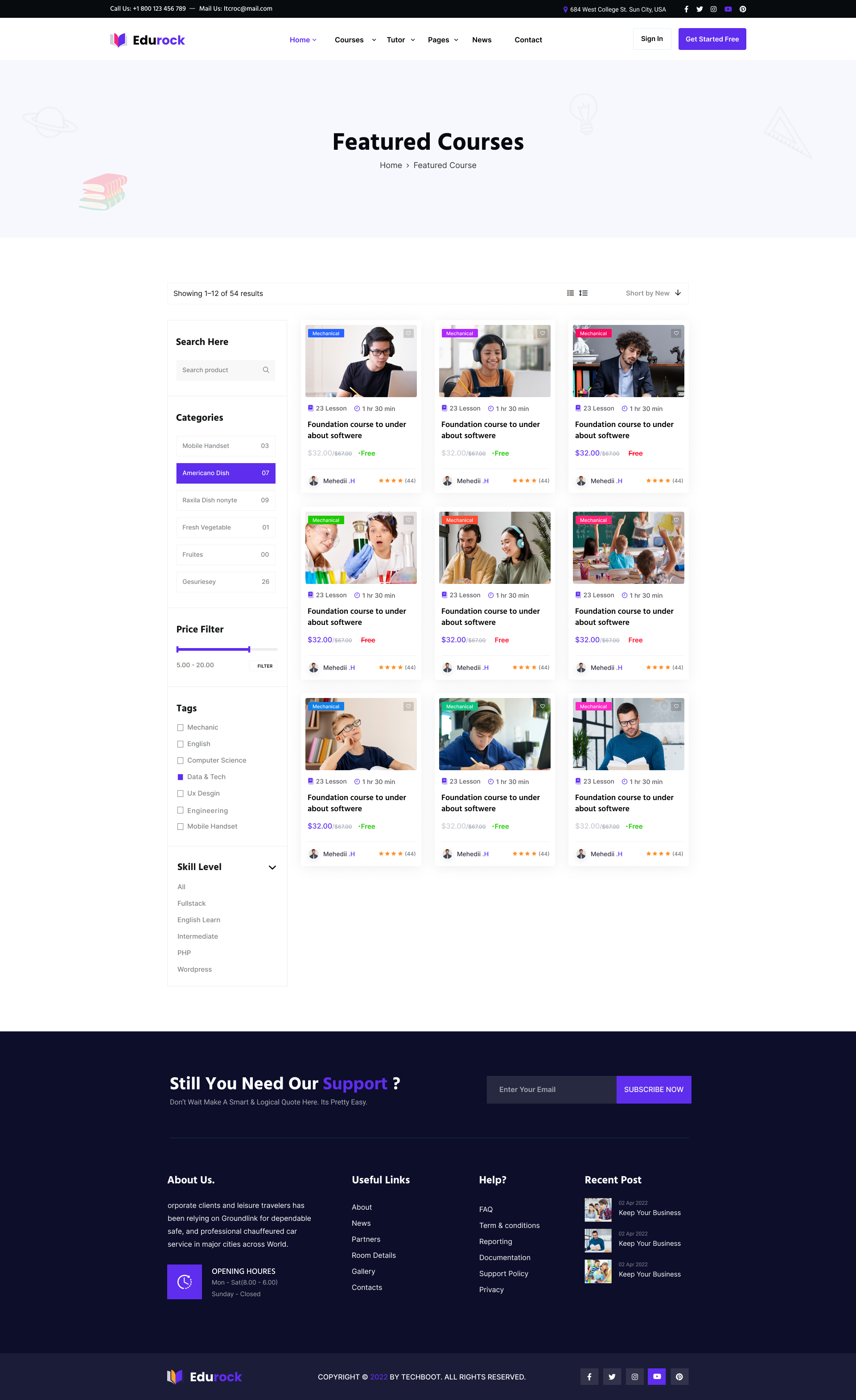 Edurock - Online Courses & Education LMS Figma Template by techboot