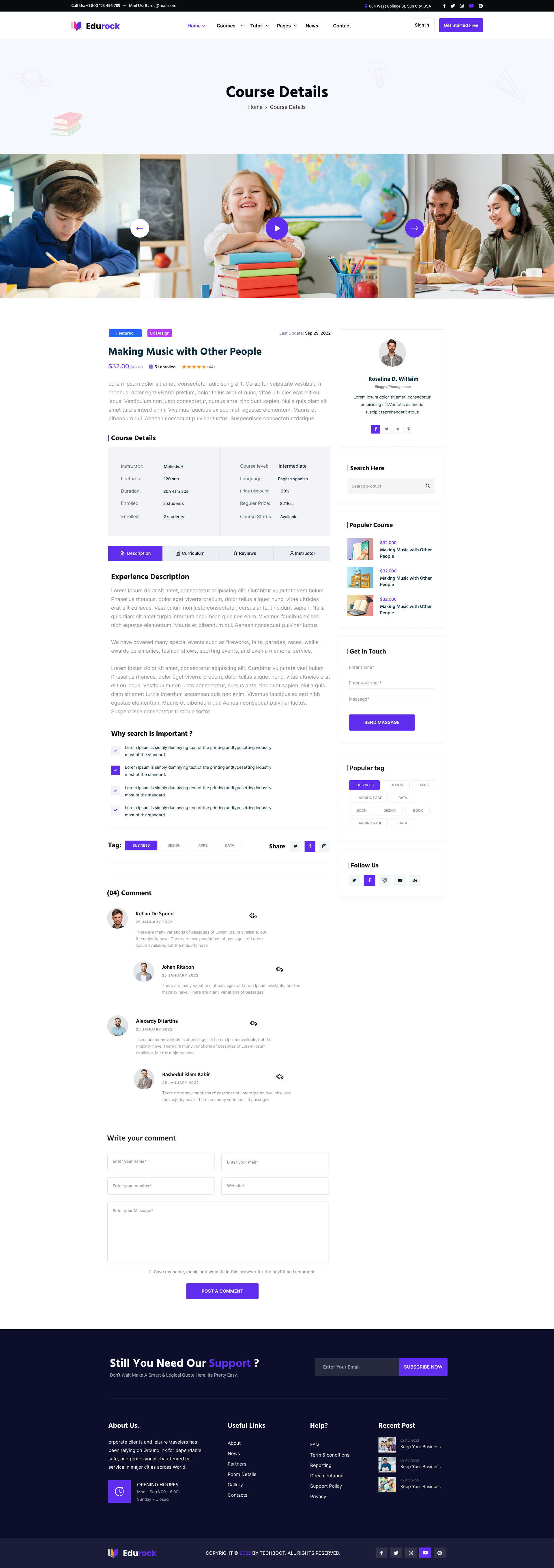 Edurock - Online Courses & Education LMS Figma Template by techboot