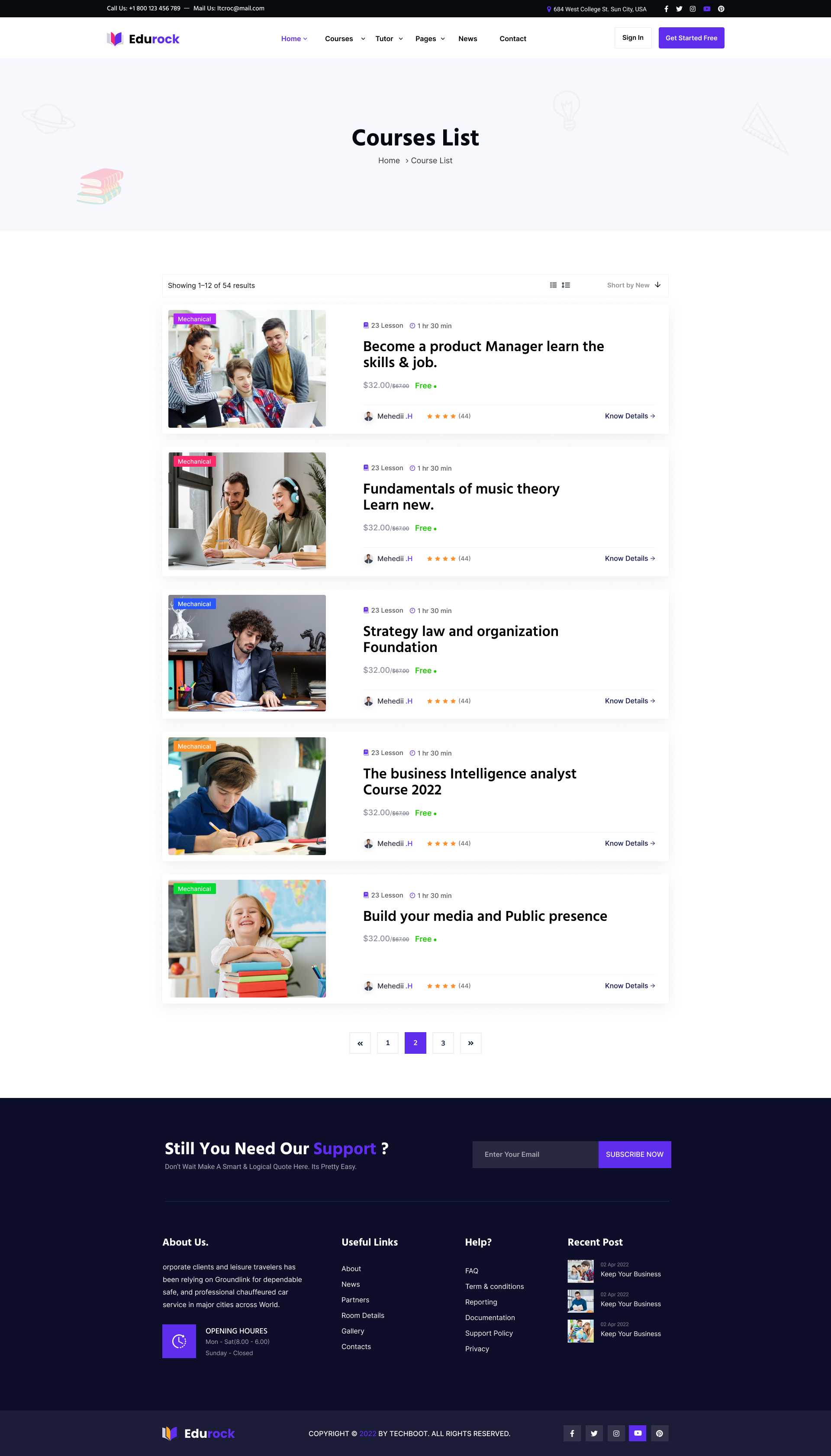 Edurock - Online Courses & Education LMS Figma Template by techboot