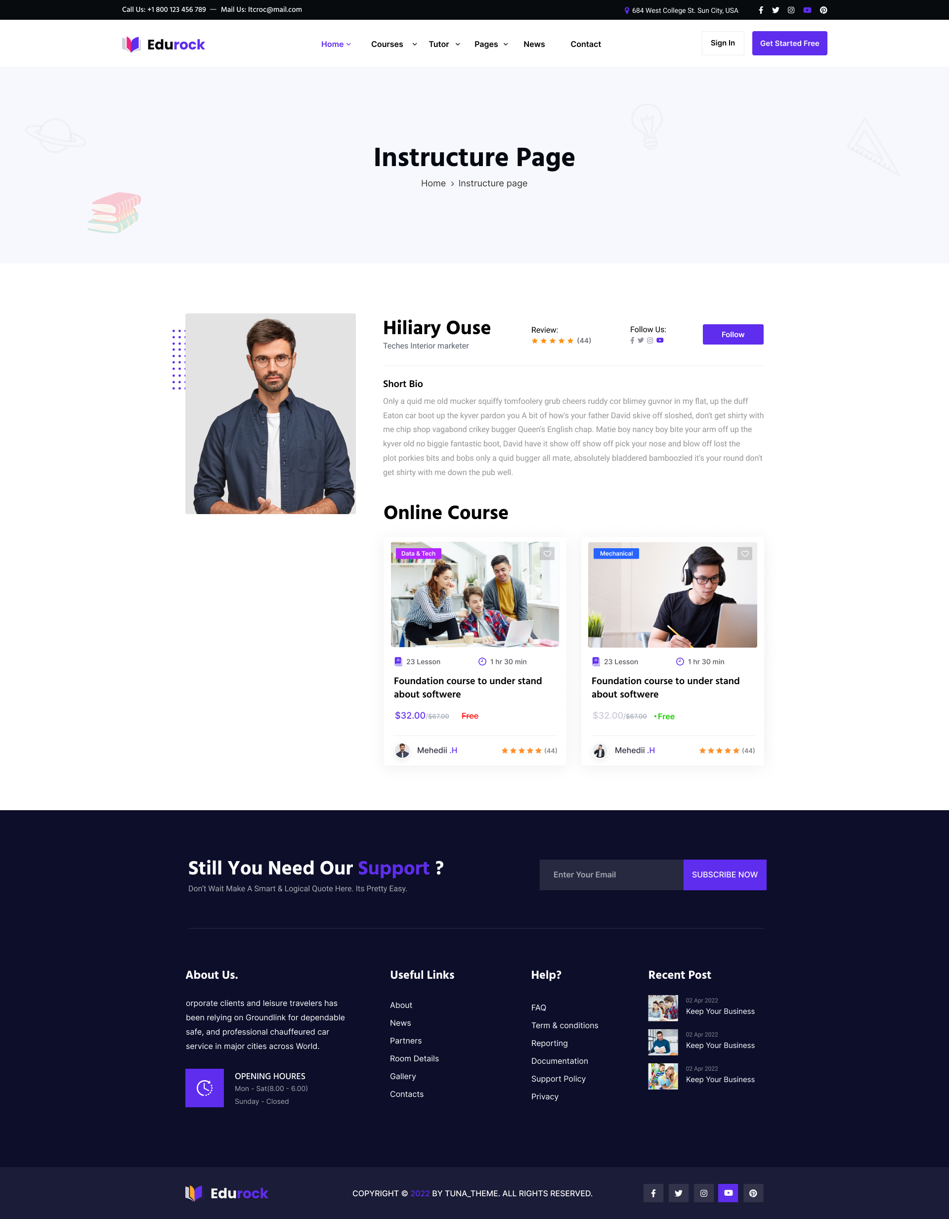 Edurock - Online Courses & Education LMS Figma Template by techboot