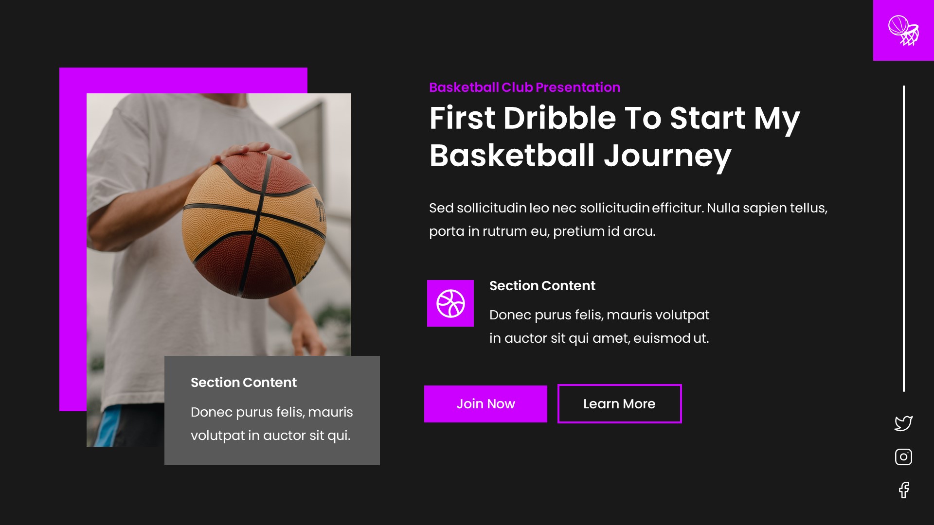 Dribbly - Sport Basketball Google Slides Template, Presentation Templates