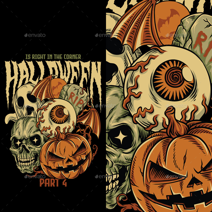 Halloween in the Corner Part 4 T-Shirt Design Template, T-Shirts | GraphicRiver