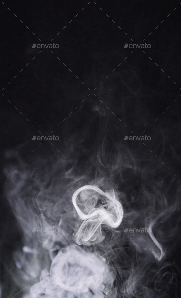 Smoke, black background and steam, fog or gas on mockup space wallpaper ...