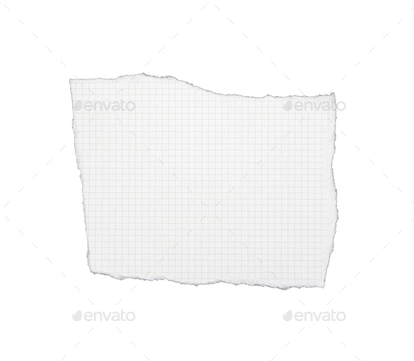 paper has grid lines torn into pieces isolated on white background ...
