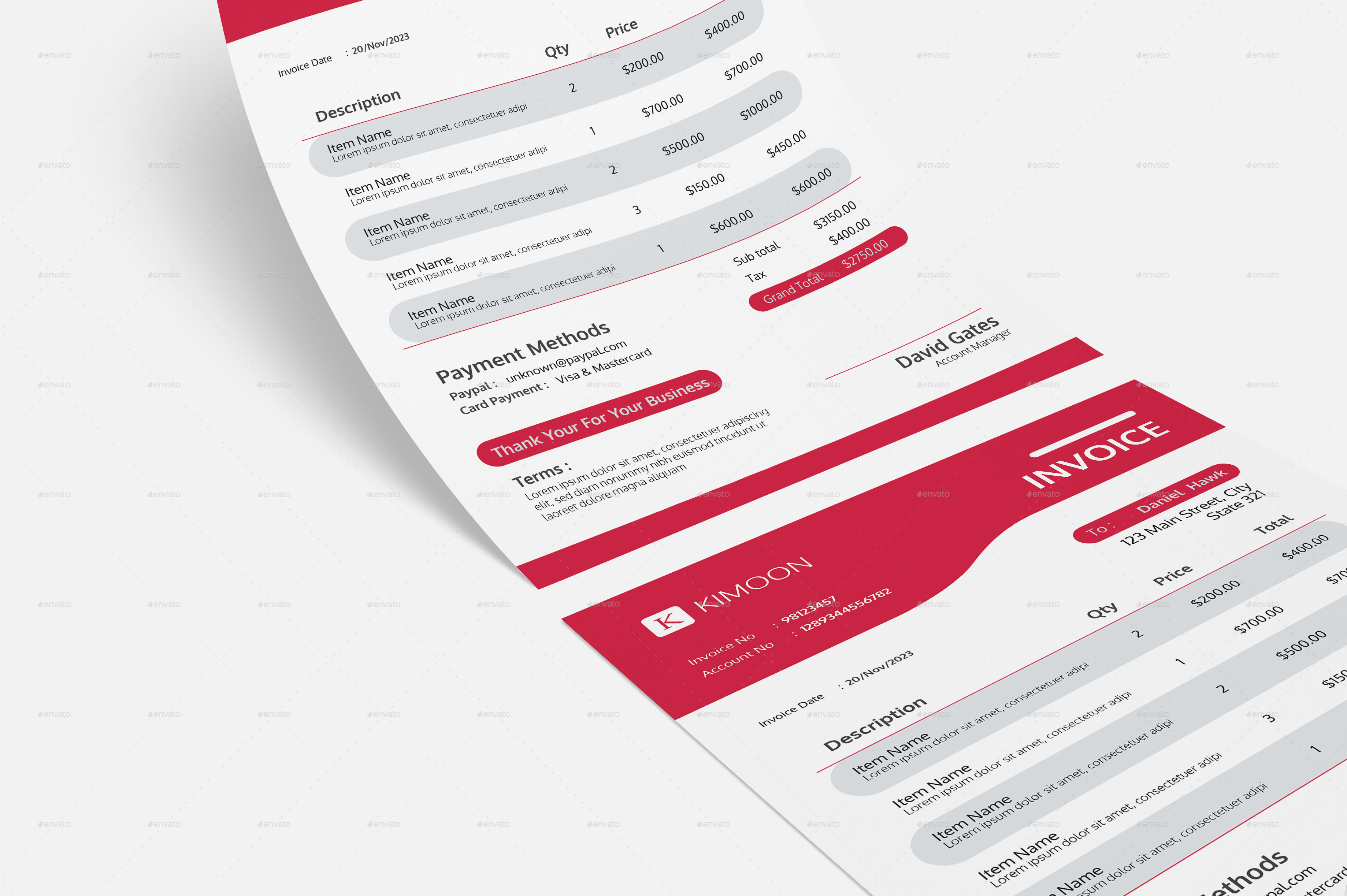 Simple Red Invoice, Print Templates | GraphicRiver