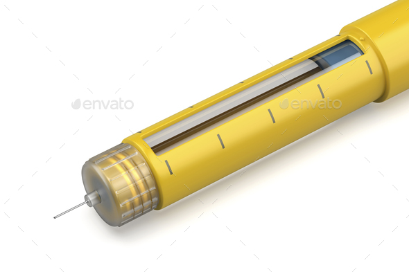 Close up of yellow insulin pen Stock Photo by magraphics | PhotoDune