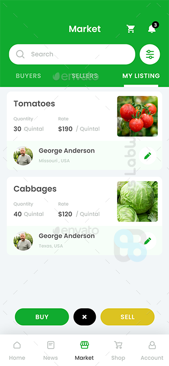 Farmer Agriculture App UI Kit | Agri eCommerce App UI | Agro Market ...