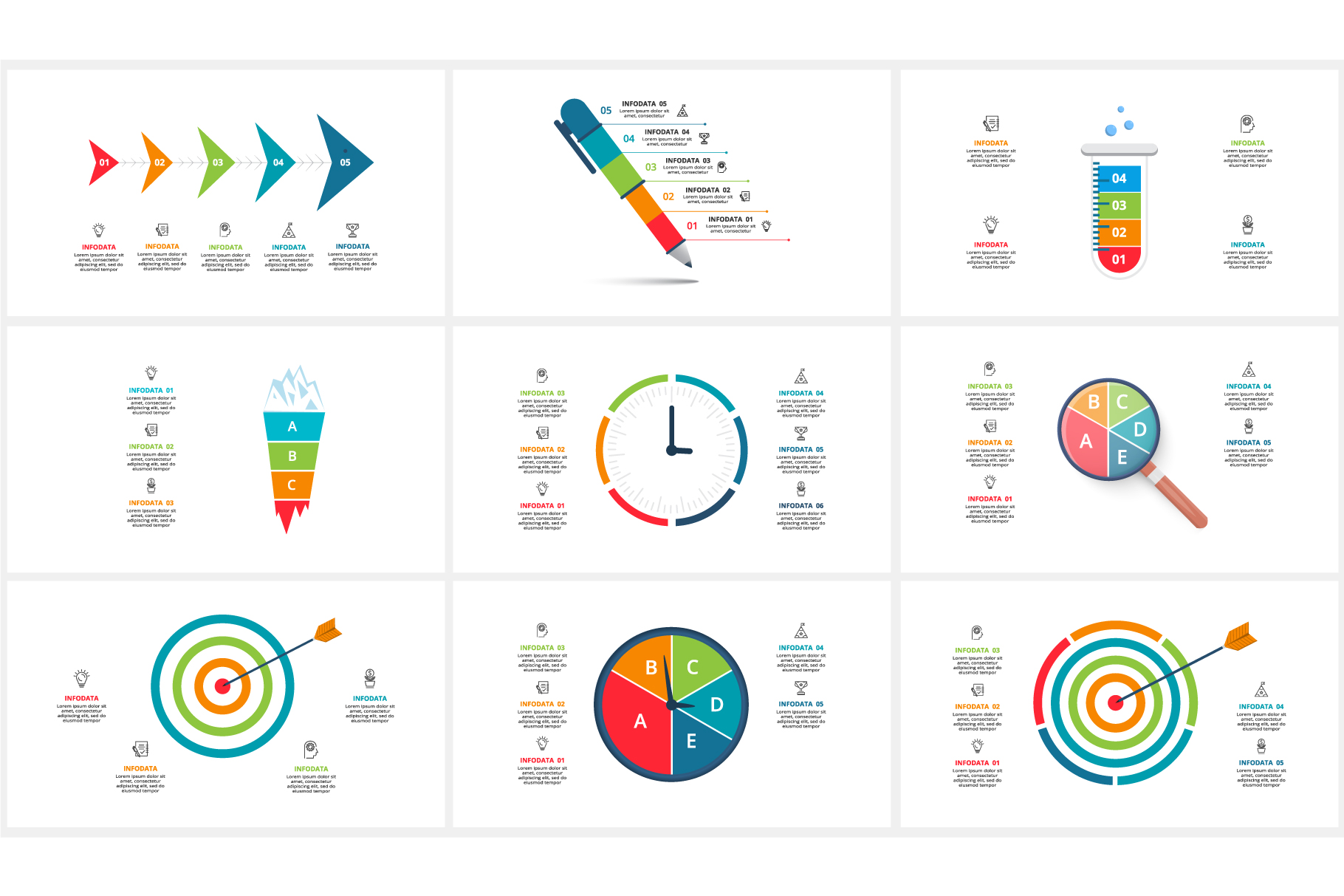 Big set of PowerPoint templates for infographics, Presentation Templates