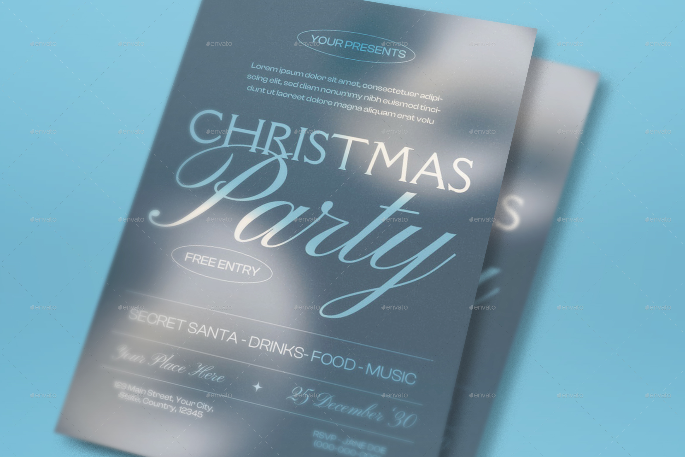 Blue Gradient Christmas Party Flyer Set, Print Templates | GraphicRiver