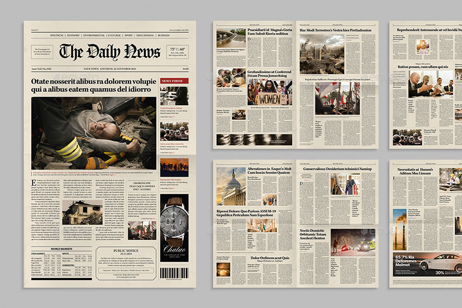 Classic Newspaper Template, Print Templates | GraphicRiver