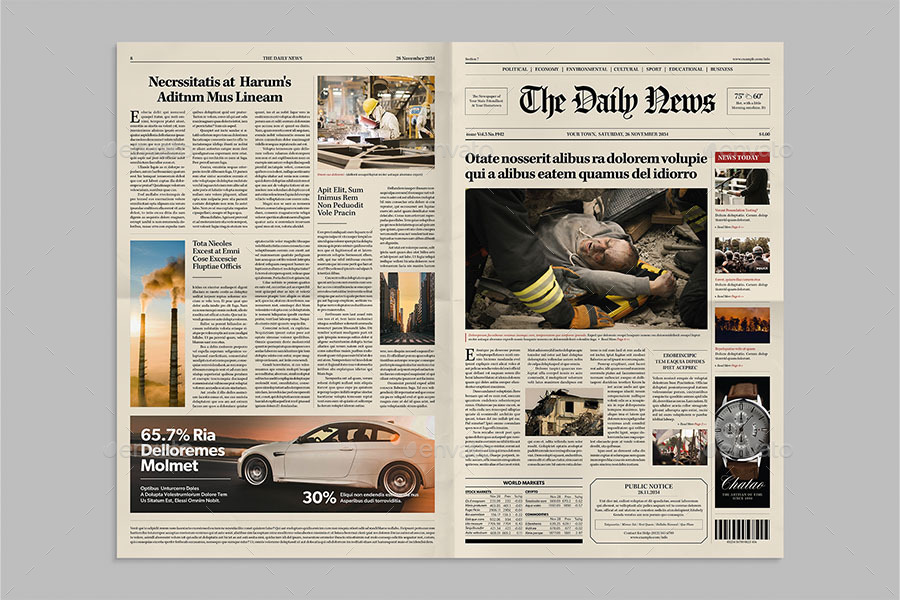 Classic Newspaper Template, Print Templates | GraphicRiver