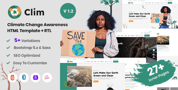 Clim - Climate Change Awareness HTML Template by HiboTheme | ThemeForest