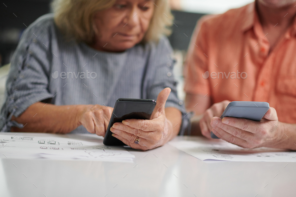 Senior Woman Learning Using Text Messenger Stock Photo by DragonImages
