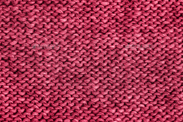 Red viva magenta knitted texture. Handmade Knitwear. Color of the year ...