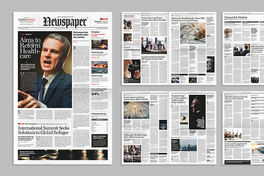 Modern Tabloid Newspaper Template, Print Templates | GraphicRiver