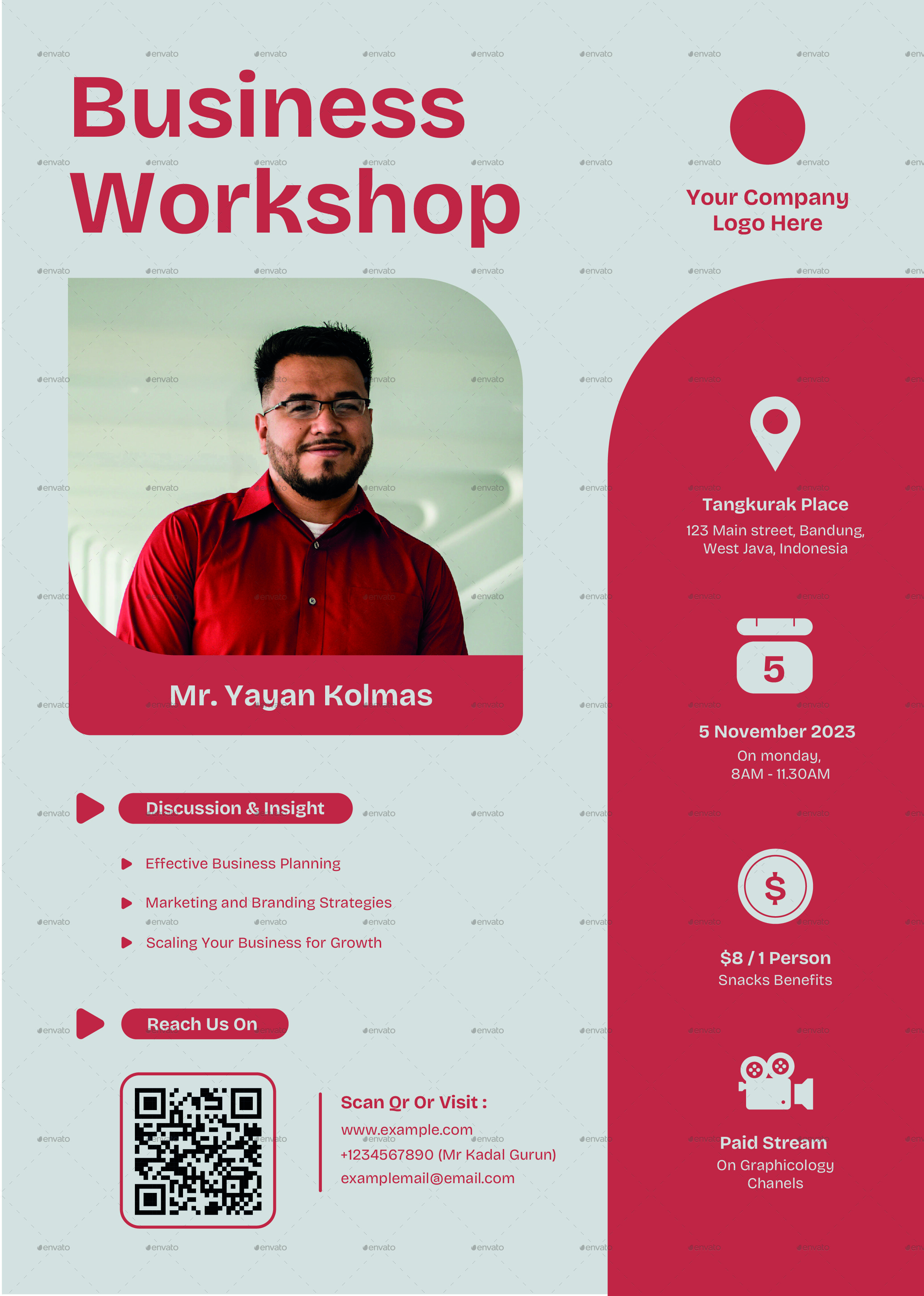 Simple Red Business Workshop Flyer Set, Print Templates | GraphicRiver