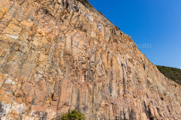 Hexagonal rock formation in geopark near east dam in sai kung of Hong ...