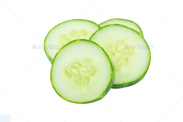Slice of cucumber isolated on white with clipping path,Cucumber circle ...