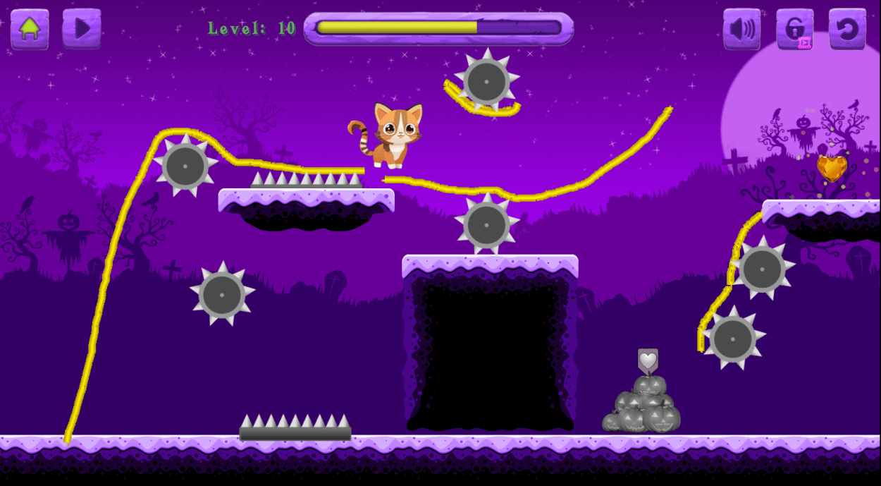 Spirit Halloween Kitty Cat Edition - HTML5 A popular draw line game (Construct 2, 3) by actionstk