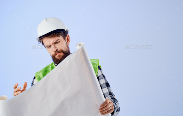 worker male professional work engineer project isolated background ...