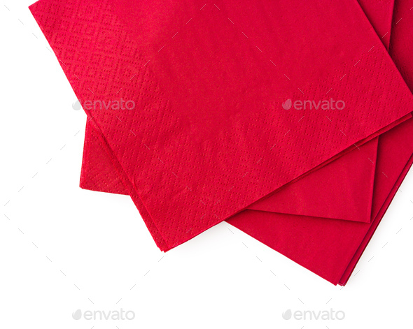 Stack of red paper napkins isolated on white background Stock Photo by ...