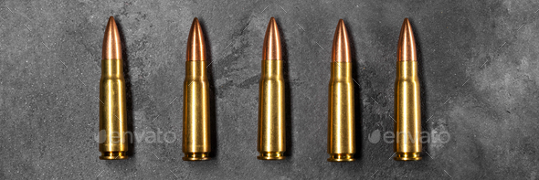 Bullets for Kalashnikov assault rifle banner Stock Photo by Bykfa ...