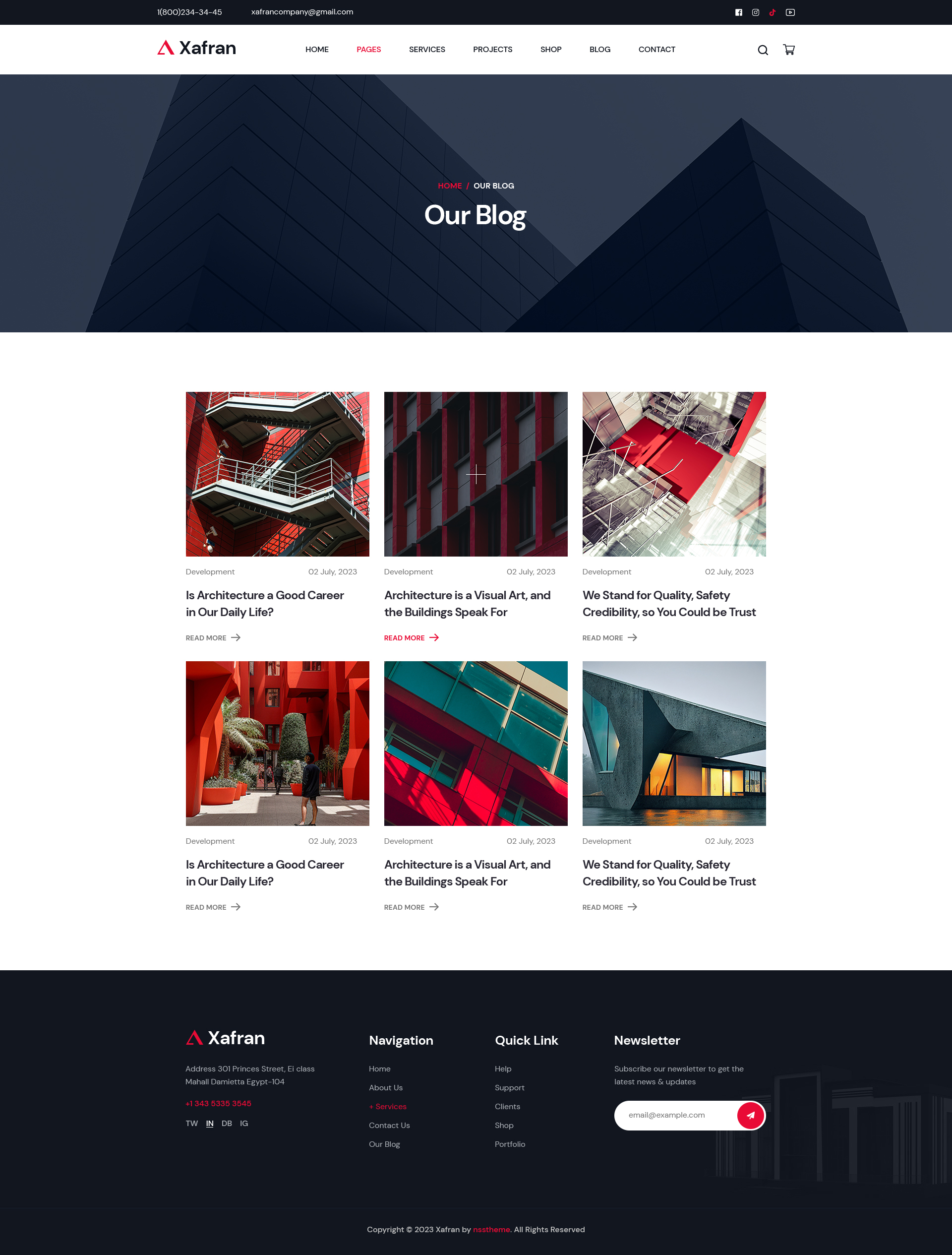 Xafran - Architecture PSD Template by nsstheme | ThemeForest