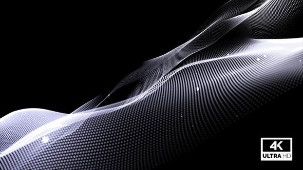White Particle Lines Wave Animation Background Loop V10, Motion Graphics