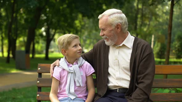 Grandson and Granddad Show Thumbs Up, Happy Family Concept, Generations ...