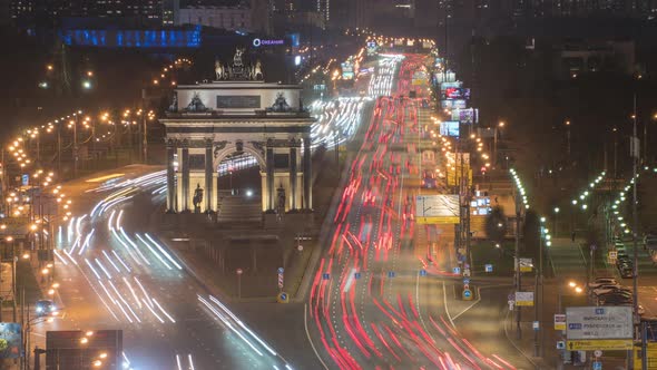 Night Kutuzovsky Prospekt in Moscow, Stock Footage | VideoHive