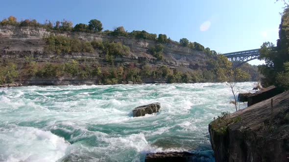 4K view of Niagara River's Class 6 white-water rapids. Close to Niagara ...
