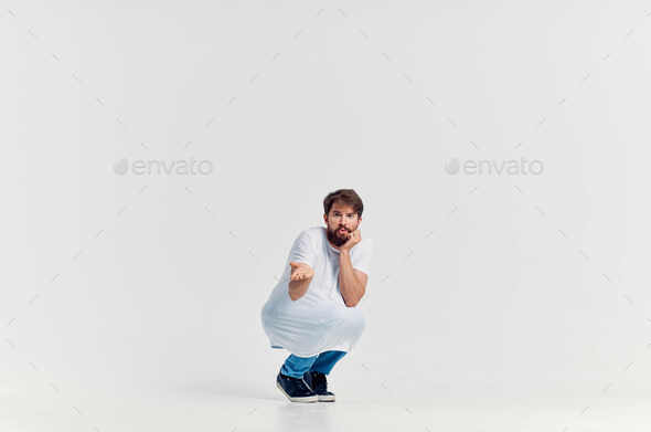 cute man movement positive light background Stock Photo by shotprime