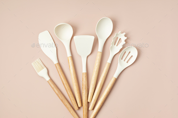 Pastel color kitchen utensils top view. Stock Photo by OksaLy | PhotoDune
