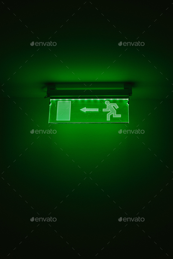 Green exit sign Stock Photo by oaravoicu | PhotoDune