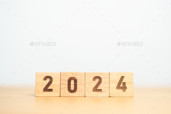 2024 year block on table. goal, Resolution, strategy Stock Photo by ...