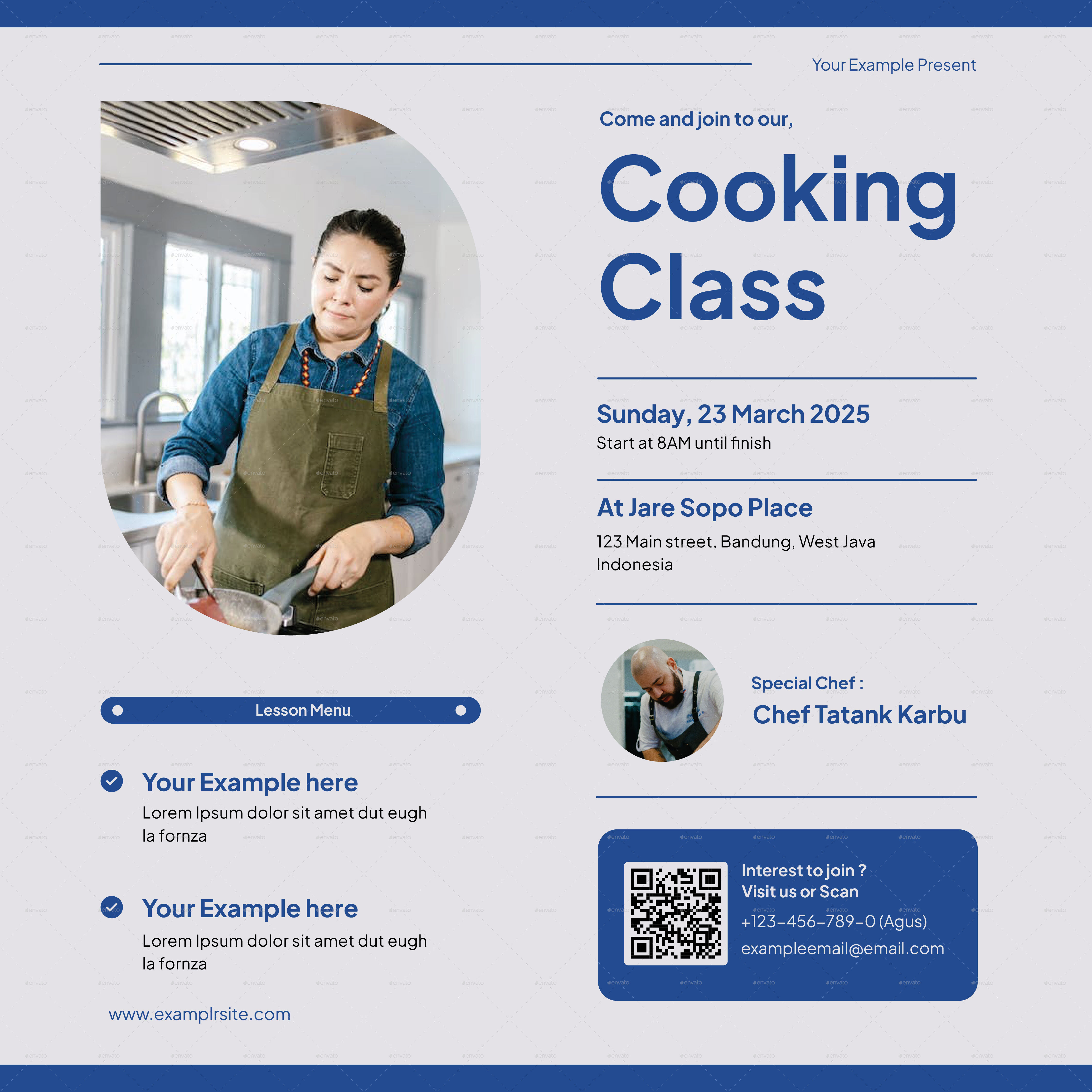 Simple Blue Cooking Class Flyer Set, Print Templates | GraphicRiver