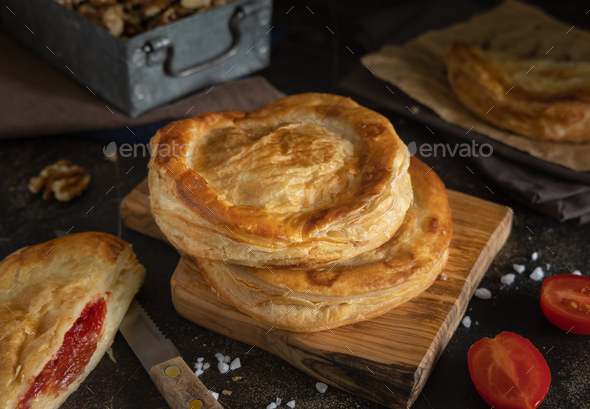 Rustico puff pastry from Lecce filled with stuffed with tomato ...