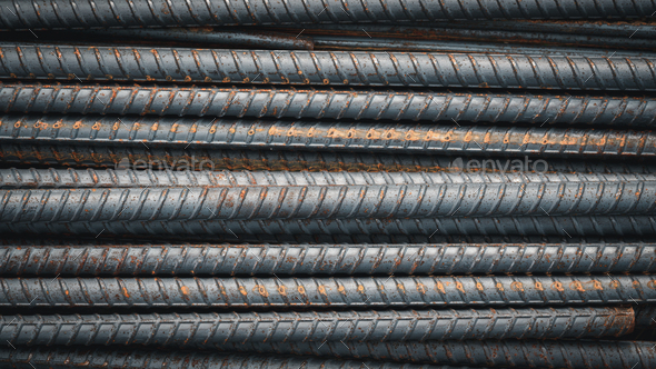 Close up rebar steel work reinforcement in the construction site. Stock ...