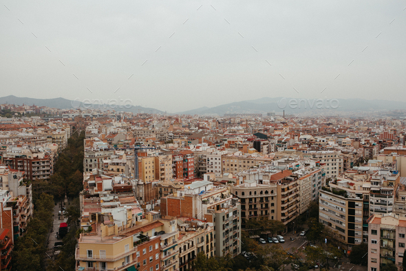 View from Top of Sagrada Familia Nativity Tower by Gaudi in Barcelona ...