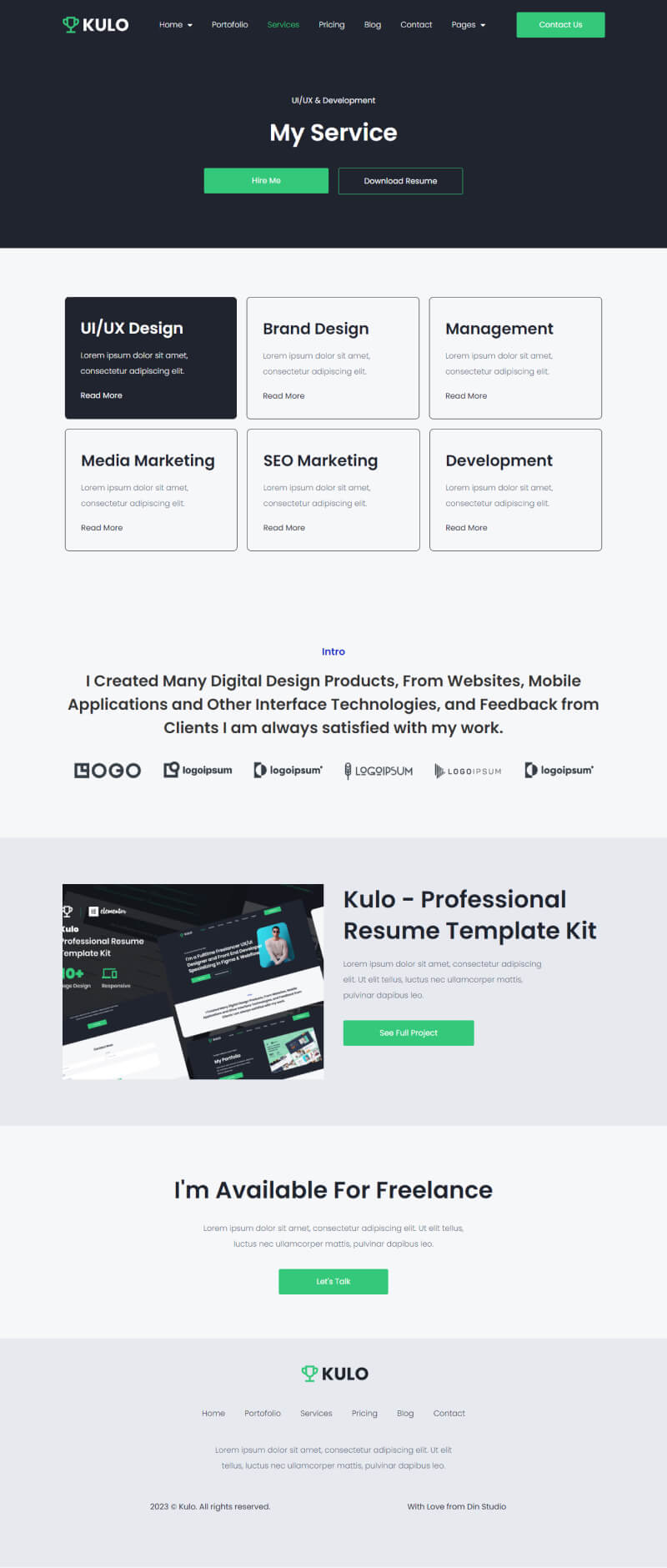 Kulo - Professional Resume Elementor Template Kit by Din-Studio ...