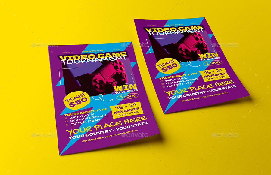 Video Game Tournament Flyer, Print Templates | GraphicRiver