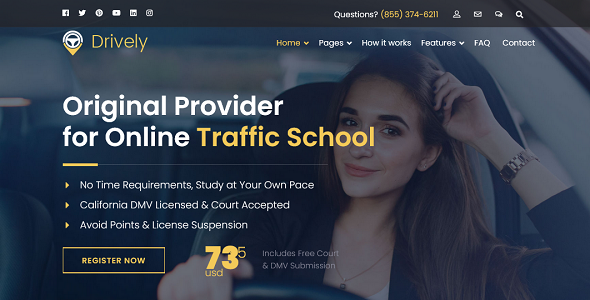 Drively - Driving School Joomla 4 Template | Drivers by codelayers