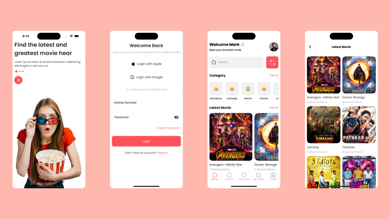 Movie Ticket App - Flutter Mobile App Template by brixetechnology ...