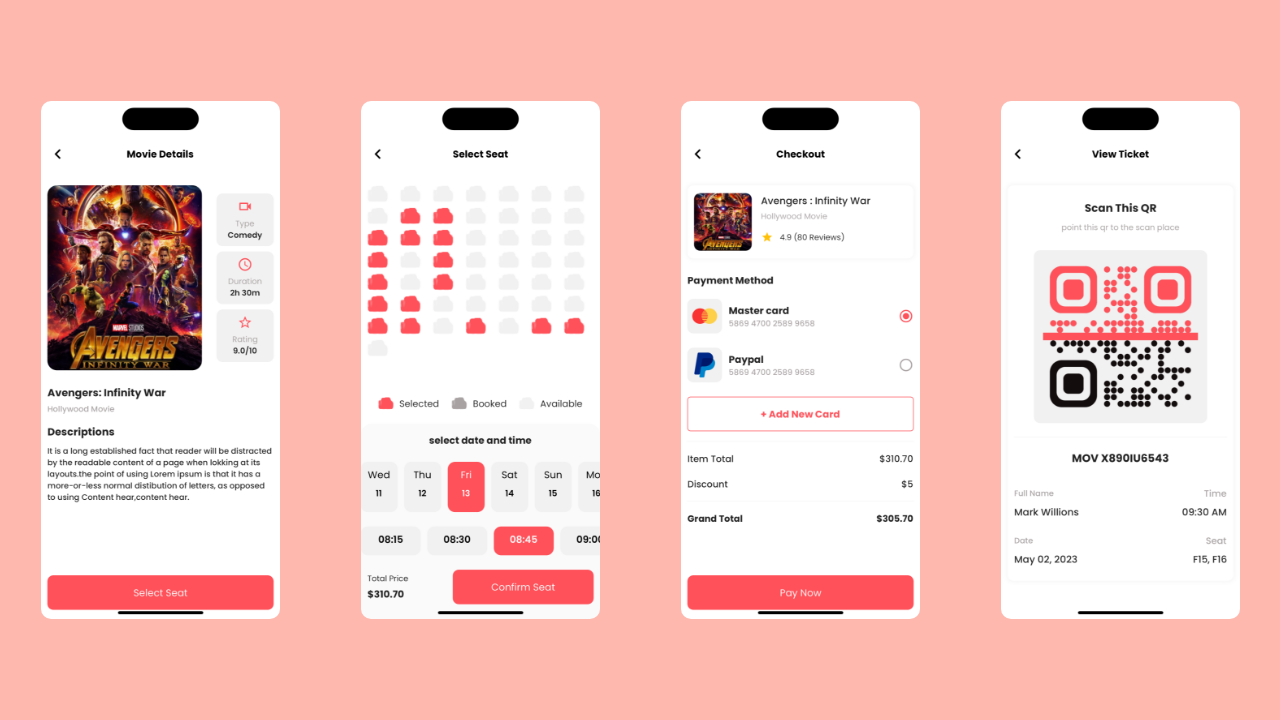 Movie Ticket App - Flutter Mobile App Template by brixetechnology | CodeCanyon