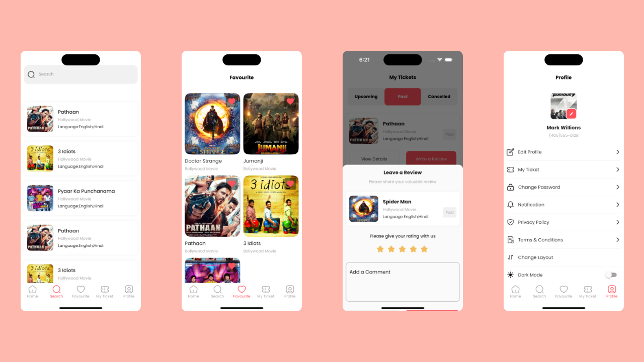 Movie Ticket App - Flutter Mobile App Template by brixetechnology ...